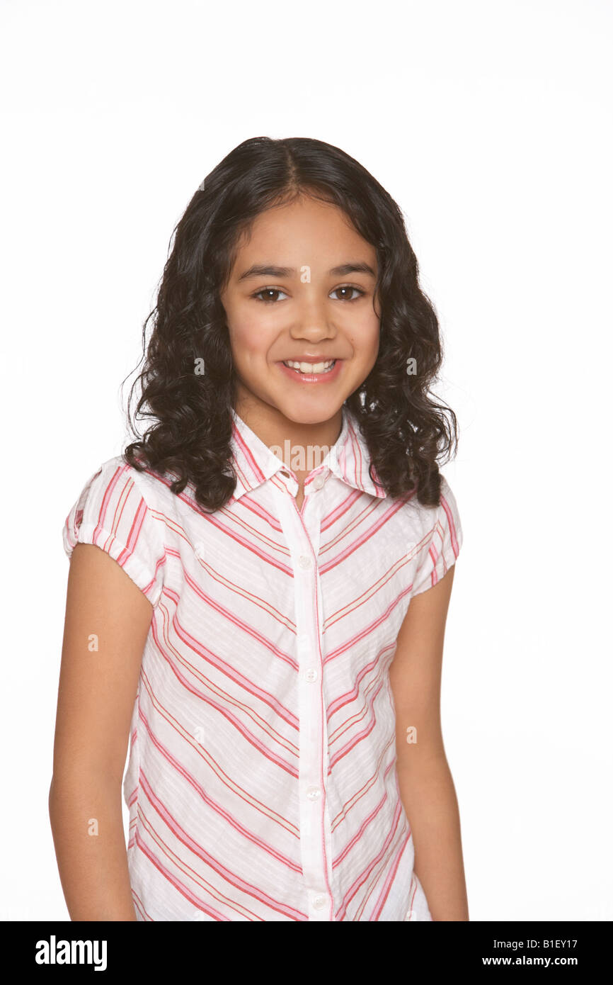 smiling child on white background girl Stock Photo - Alamy