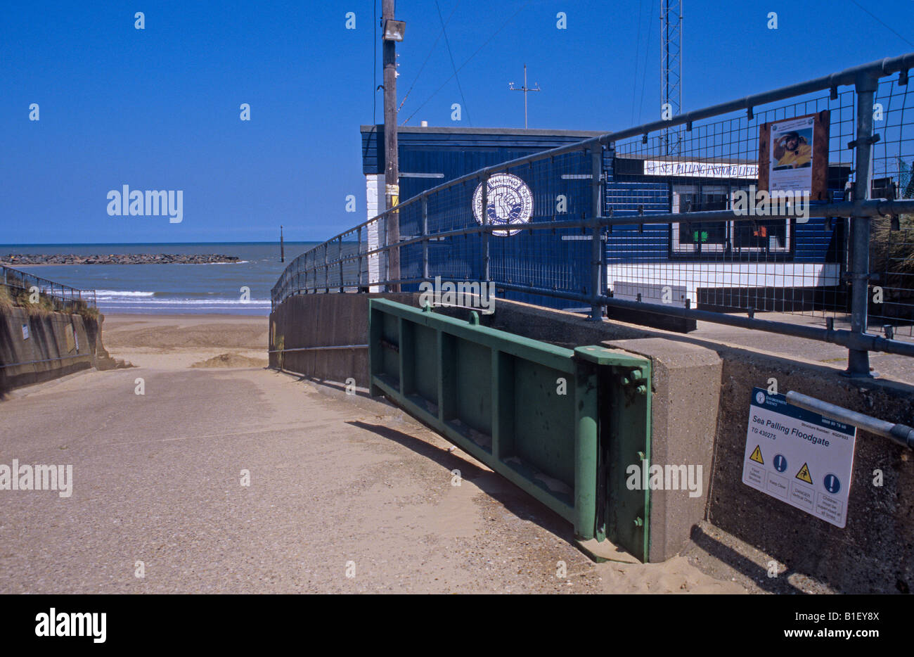 Concrete ramp and floodgate beside the inshore life boat station at Sea ...