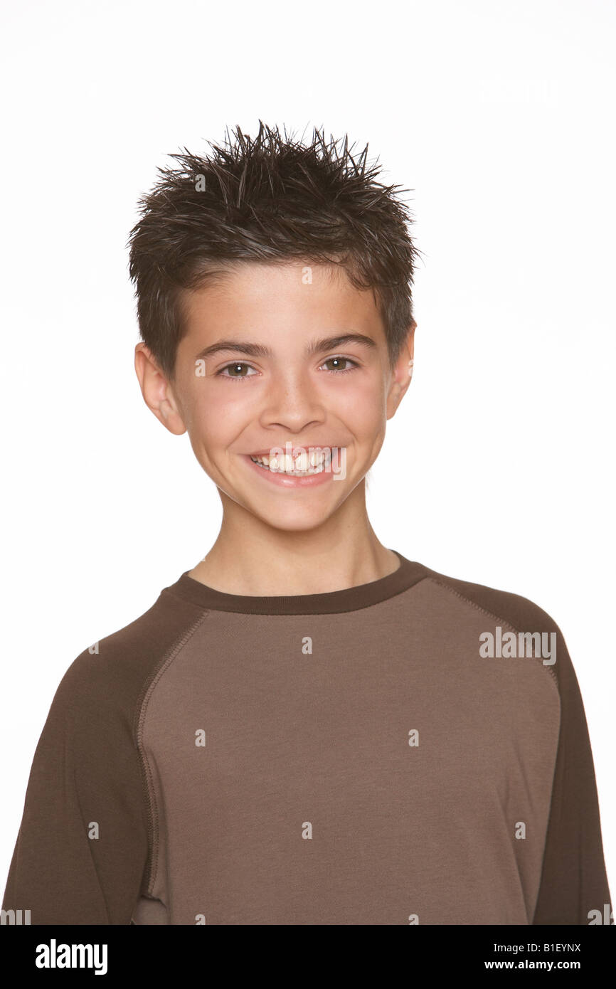smiling child on white background boy Stock Photo - Alamy