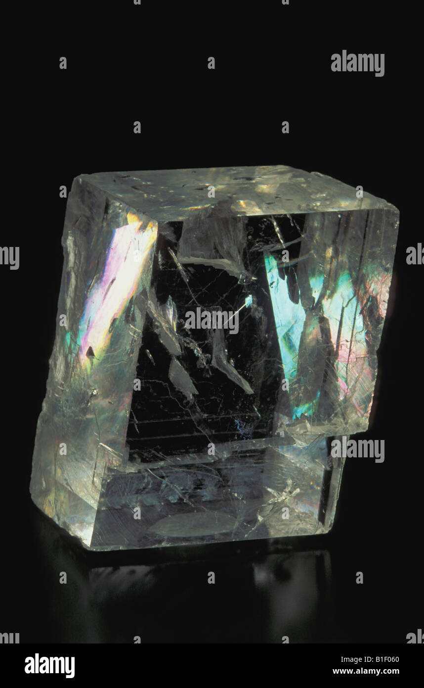 Calcite Iceland Spar with light refraction colors, by Mark Schneider ...