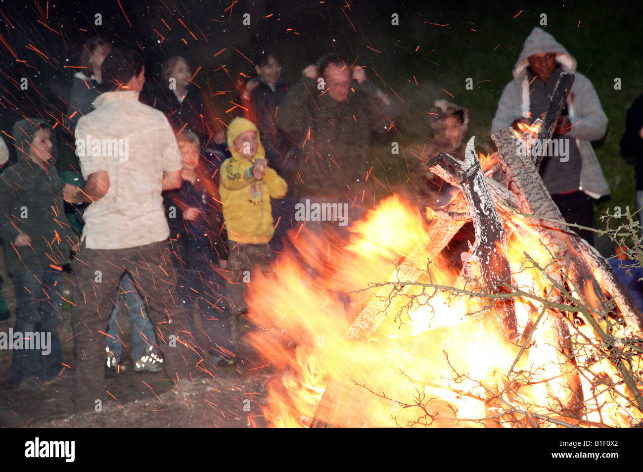 Scouts enjoying a traditional camp fire at the Downe Scout Activity ...