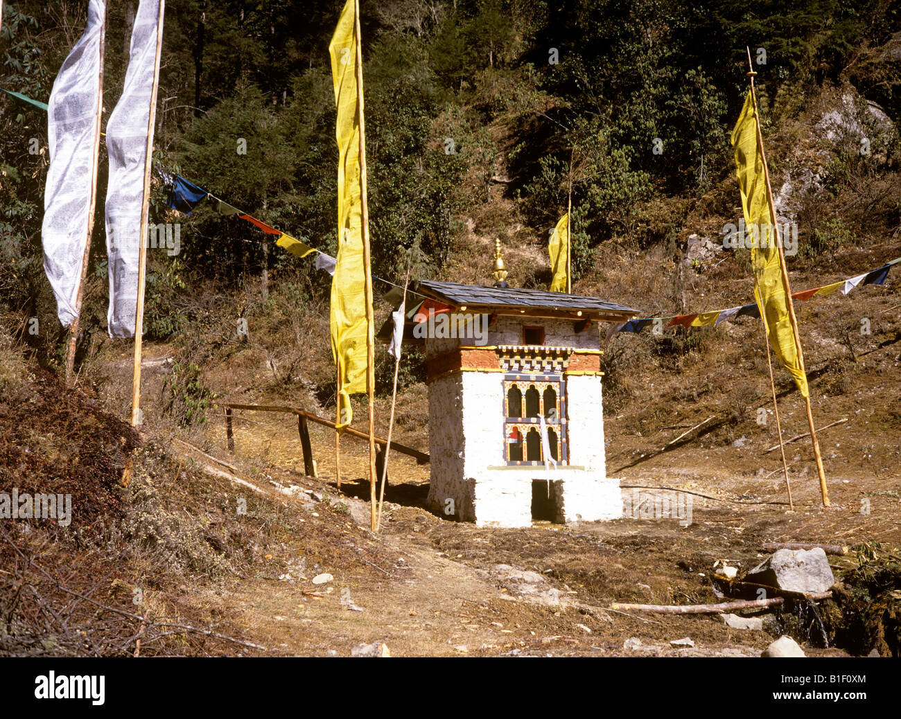Bhutan Dorche La pass water powered prayer wheel near Hongtsho Stock ...