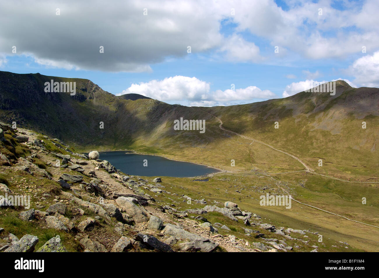 Red tarn on Helvellyn in the Lake District, Cumbria England Stock Photo ...