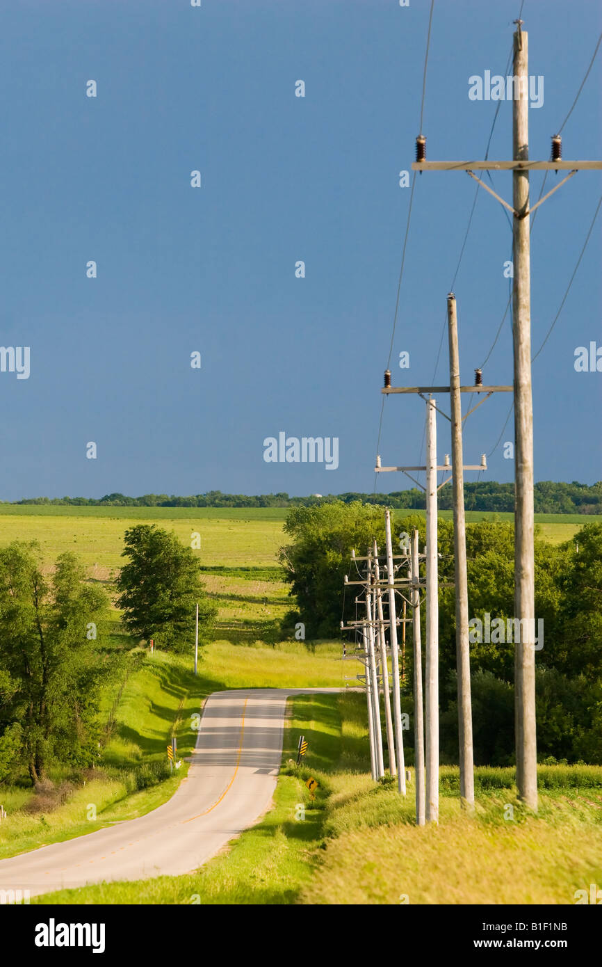 A rural road heads into the rolling hills of northern Illinois as the ...