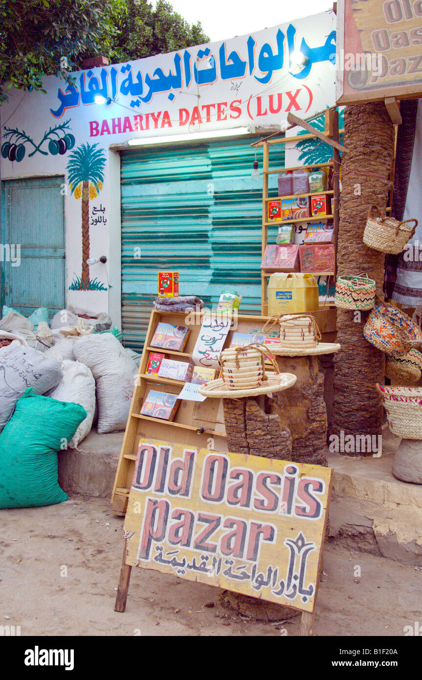 A small shop Old Oasis Pazr selling dates in the desert oasis village ...