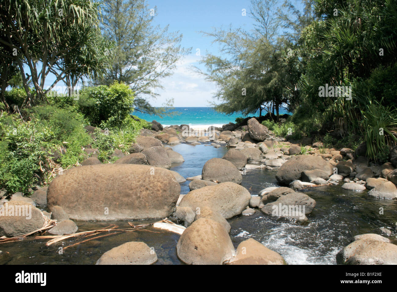 Hanakapi'ai Stream on Kauai Hawaii Stock Photo - Alamy