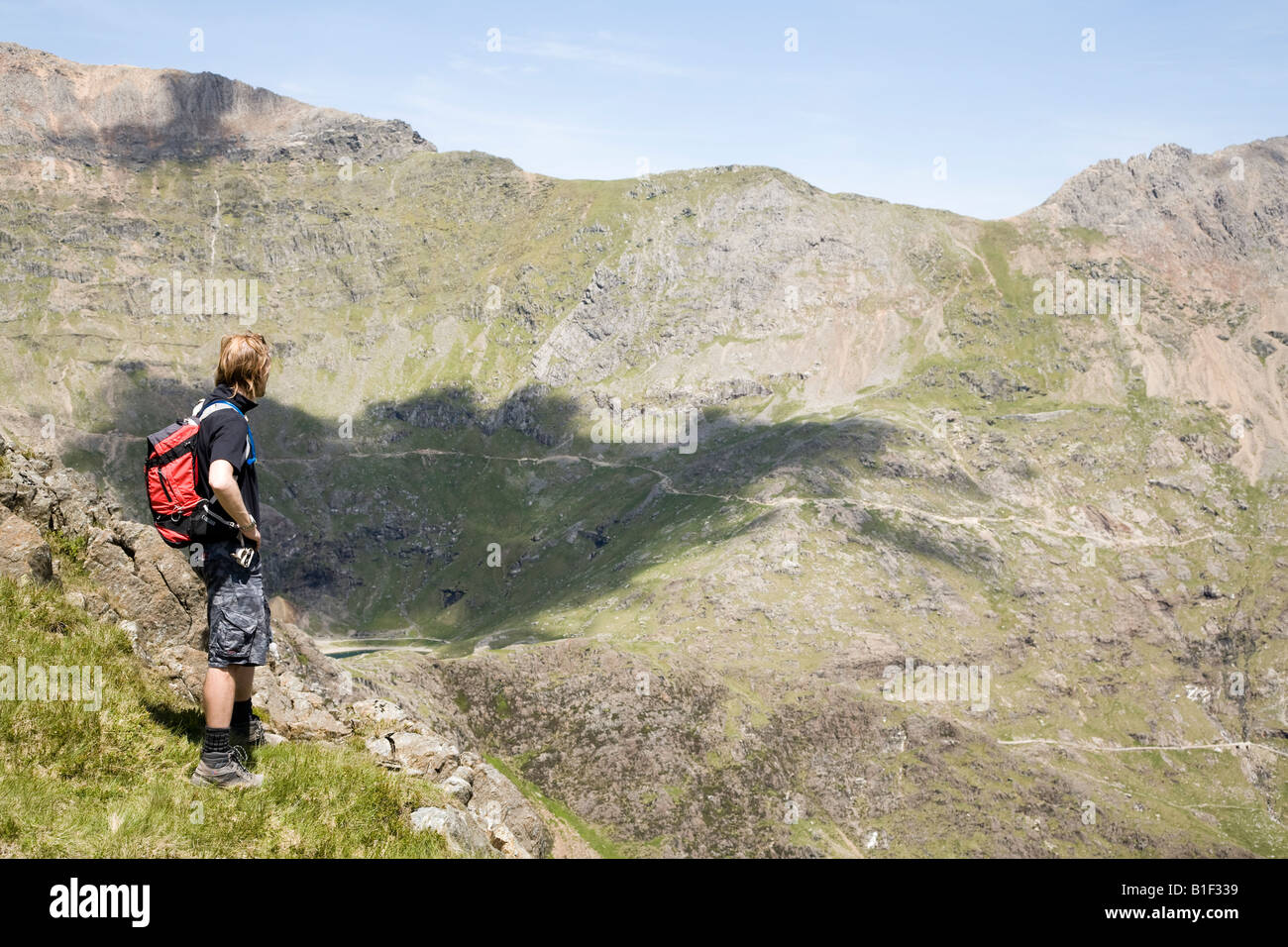 Watkins path to Snowdon Wales, crib goch in background Stock Photo - Alamy