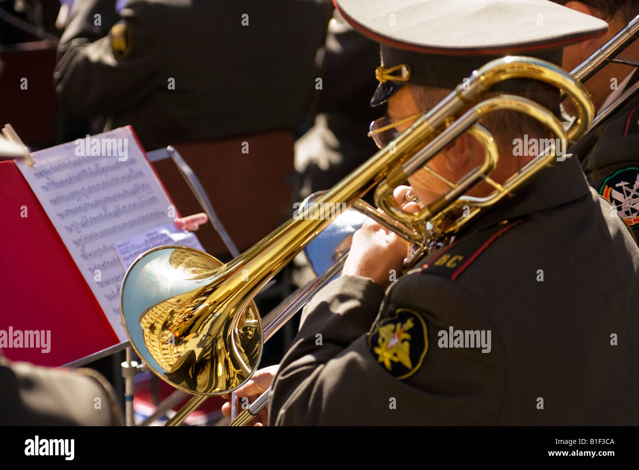Army musician plays at street concert of military band St Petersburg ...