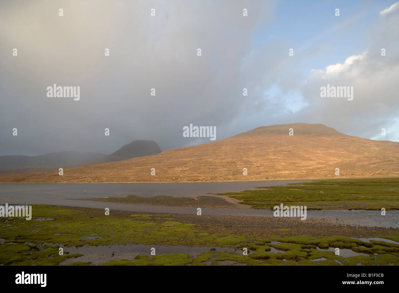 River Kishorn estuary into Loch Kishorn and Applecross Mountains ...