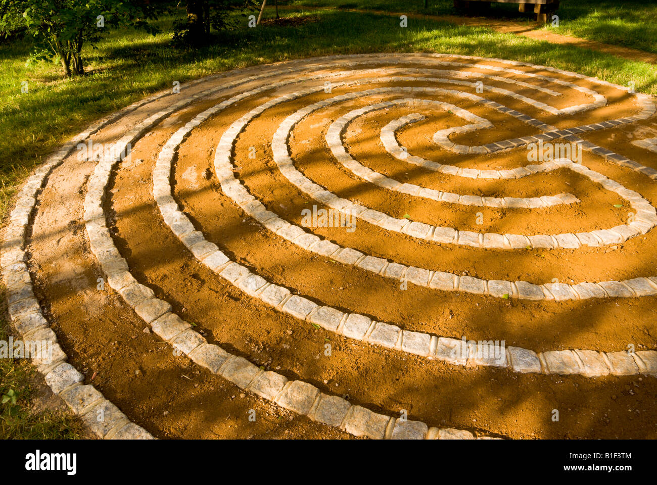 Series of concentric circles in a typical english garden in day light ...