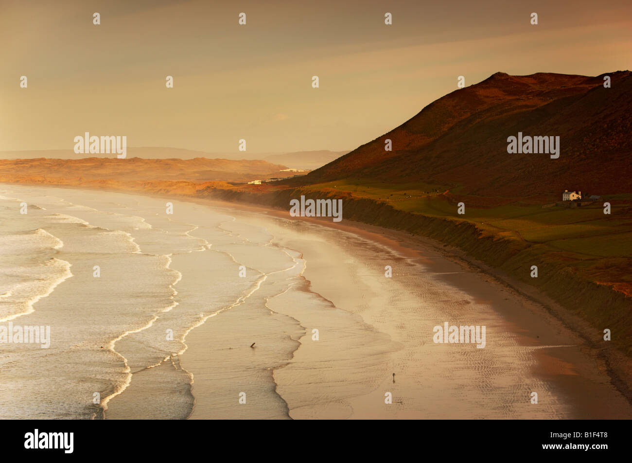 Rhossili Bay at Dawn Gower Stock Photo - Alamy