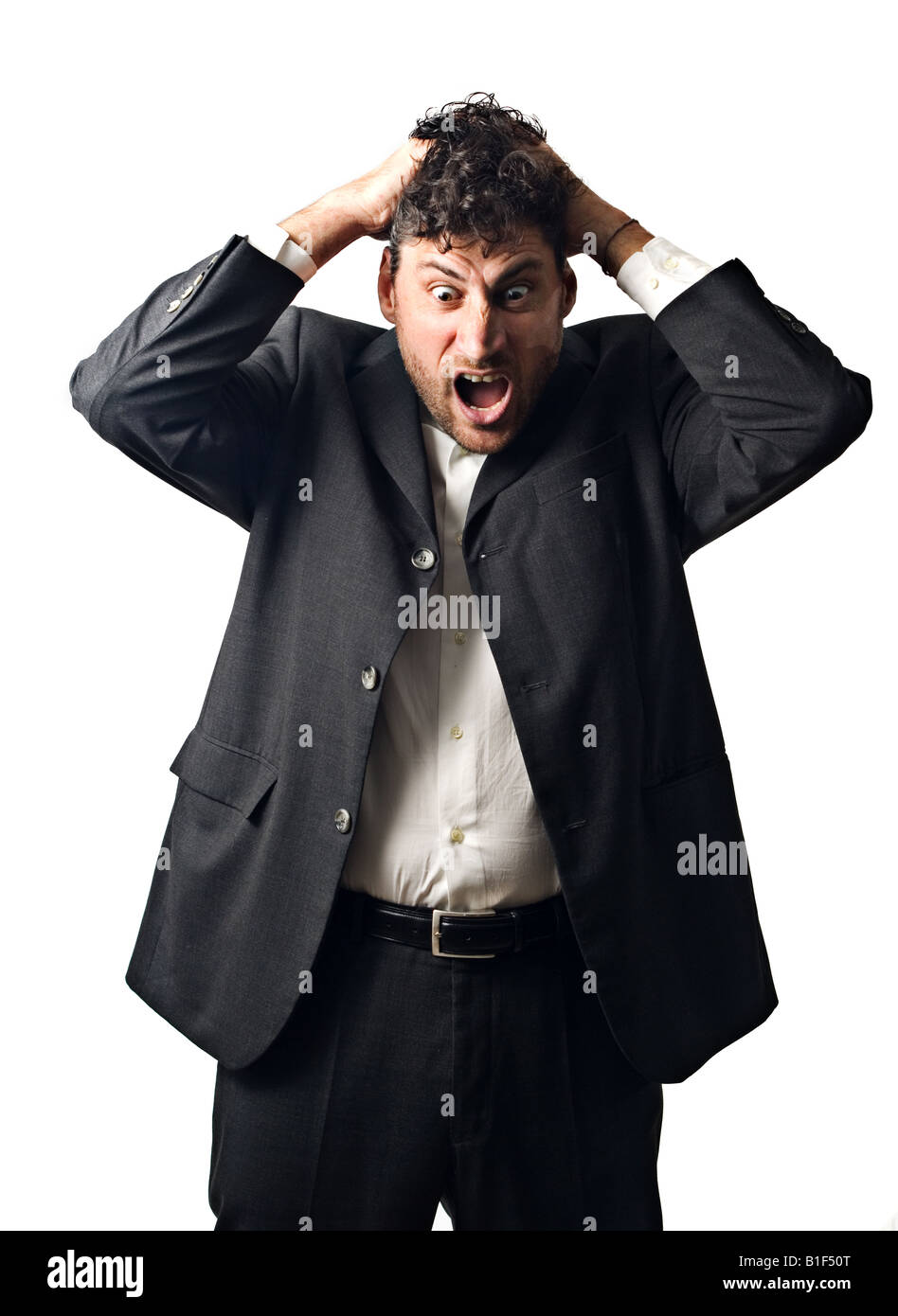 businessman in a rage mad screaming Stock Photo - Alamy