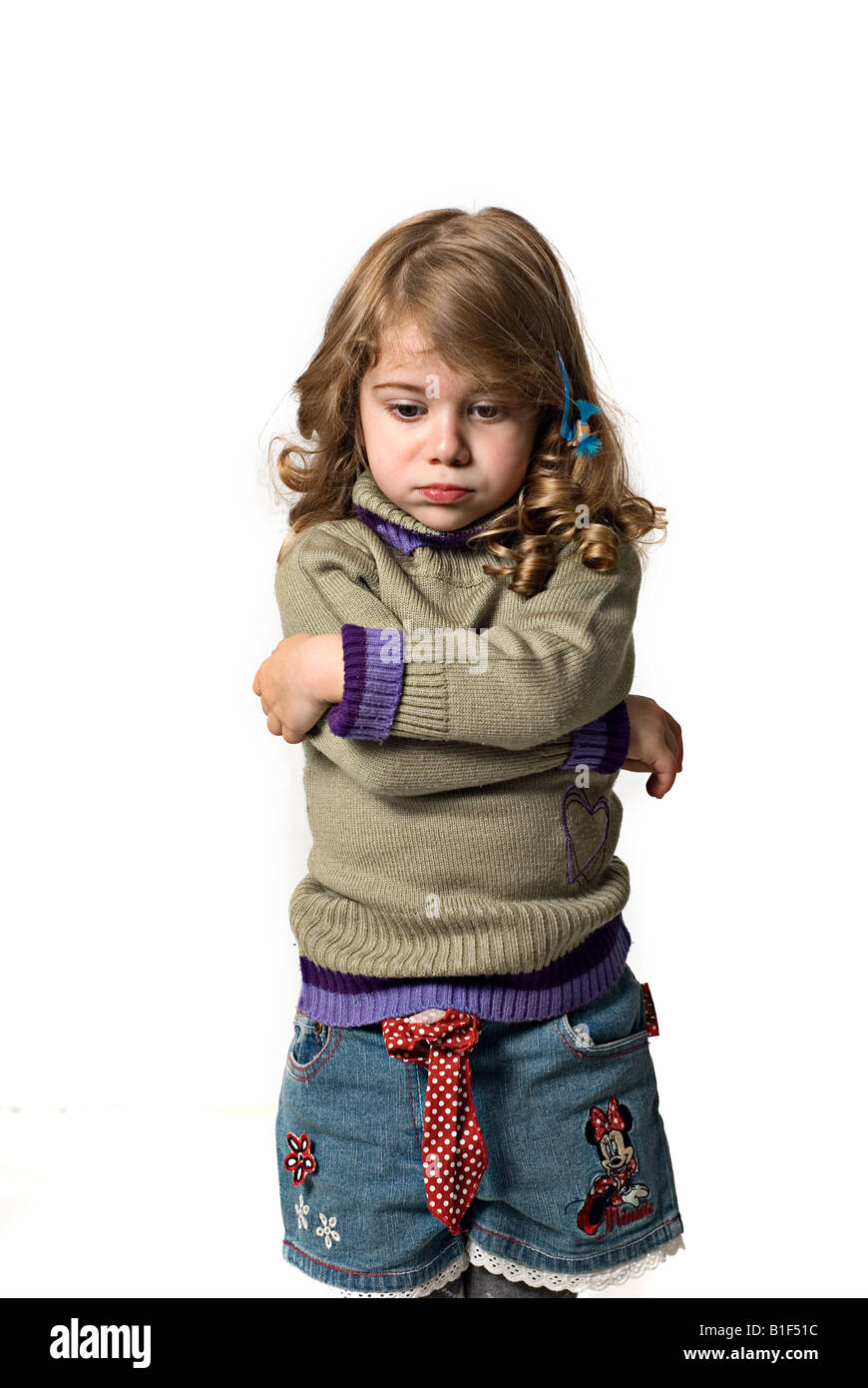 sad child in a white background Stock Photo - Alamy