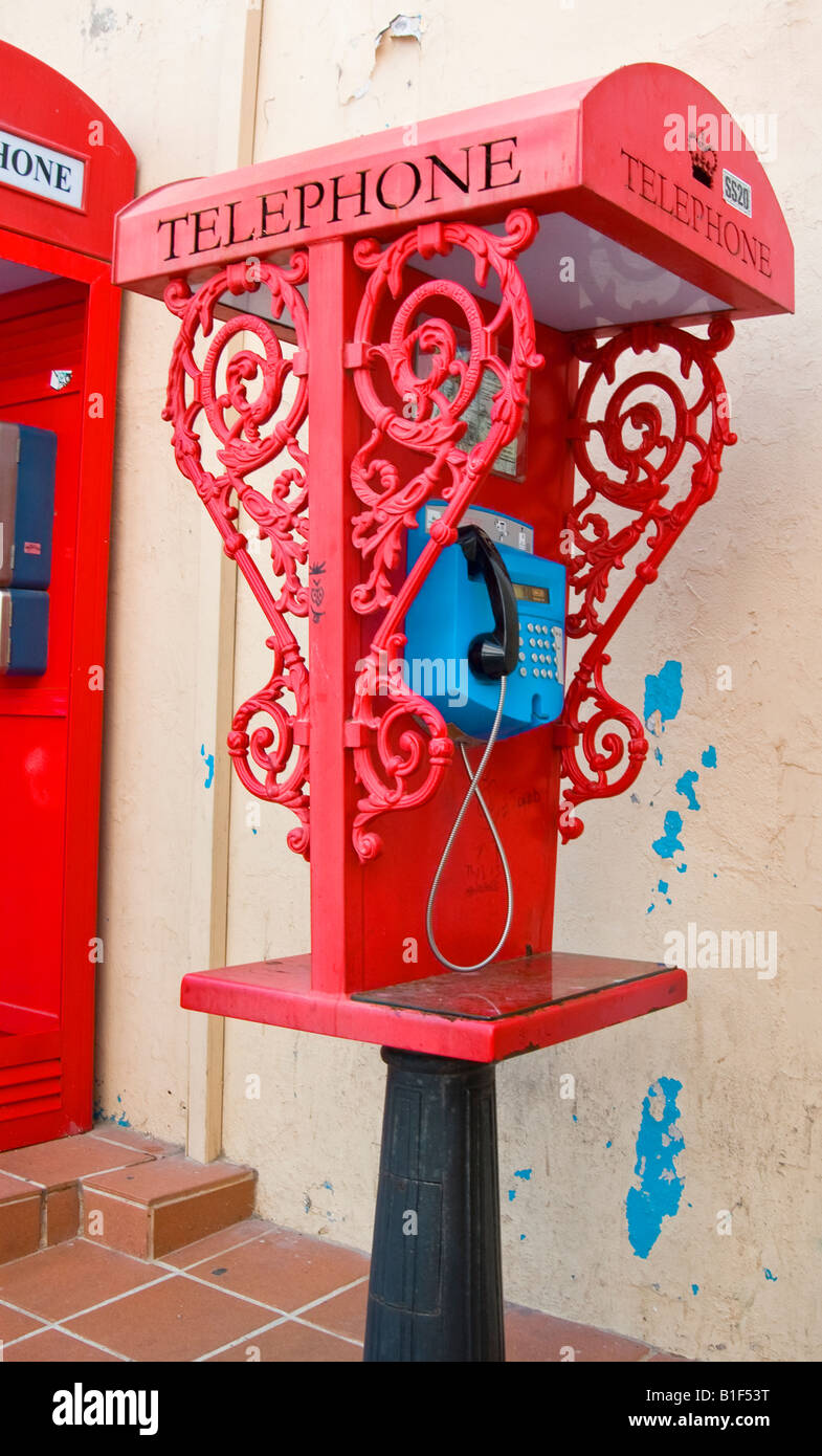 Red public telephone on Gibraltar street,Gibraltar,British British ...