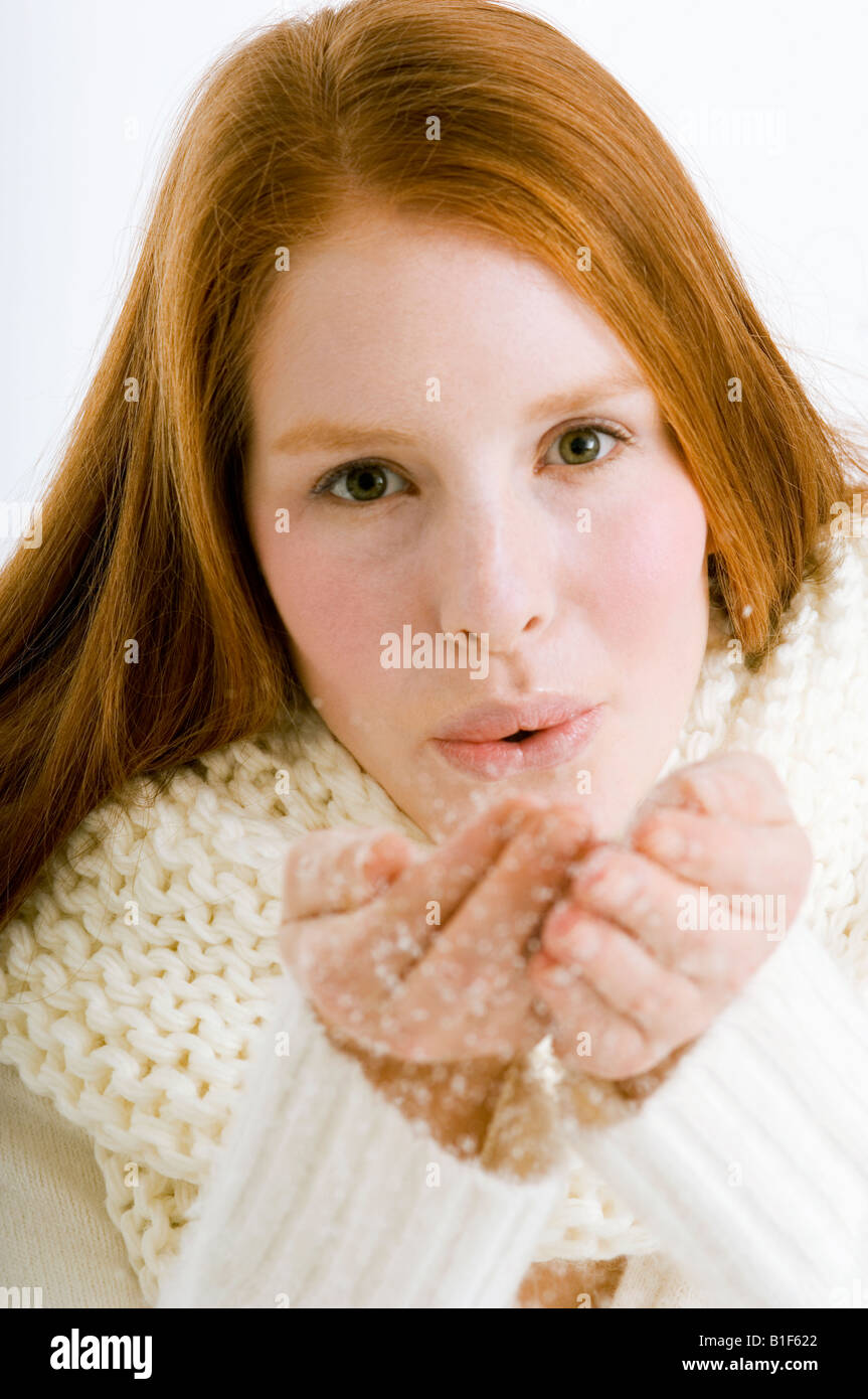 Blowing snow from hands hi-res stock photography and images - Alamy