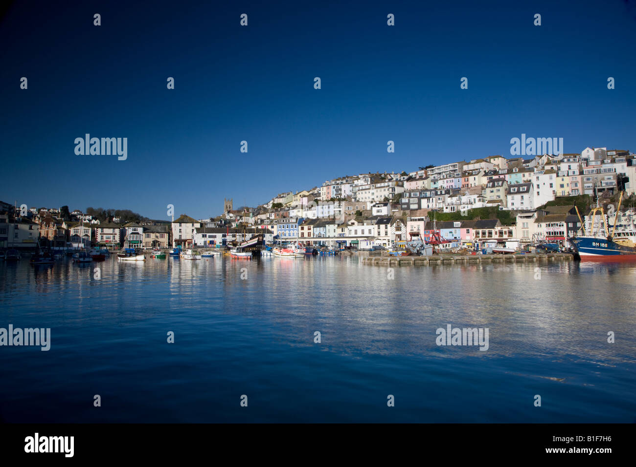 View across brixham harbour hi-res stock photography and images - Alamy