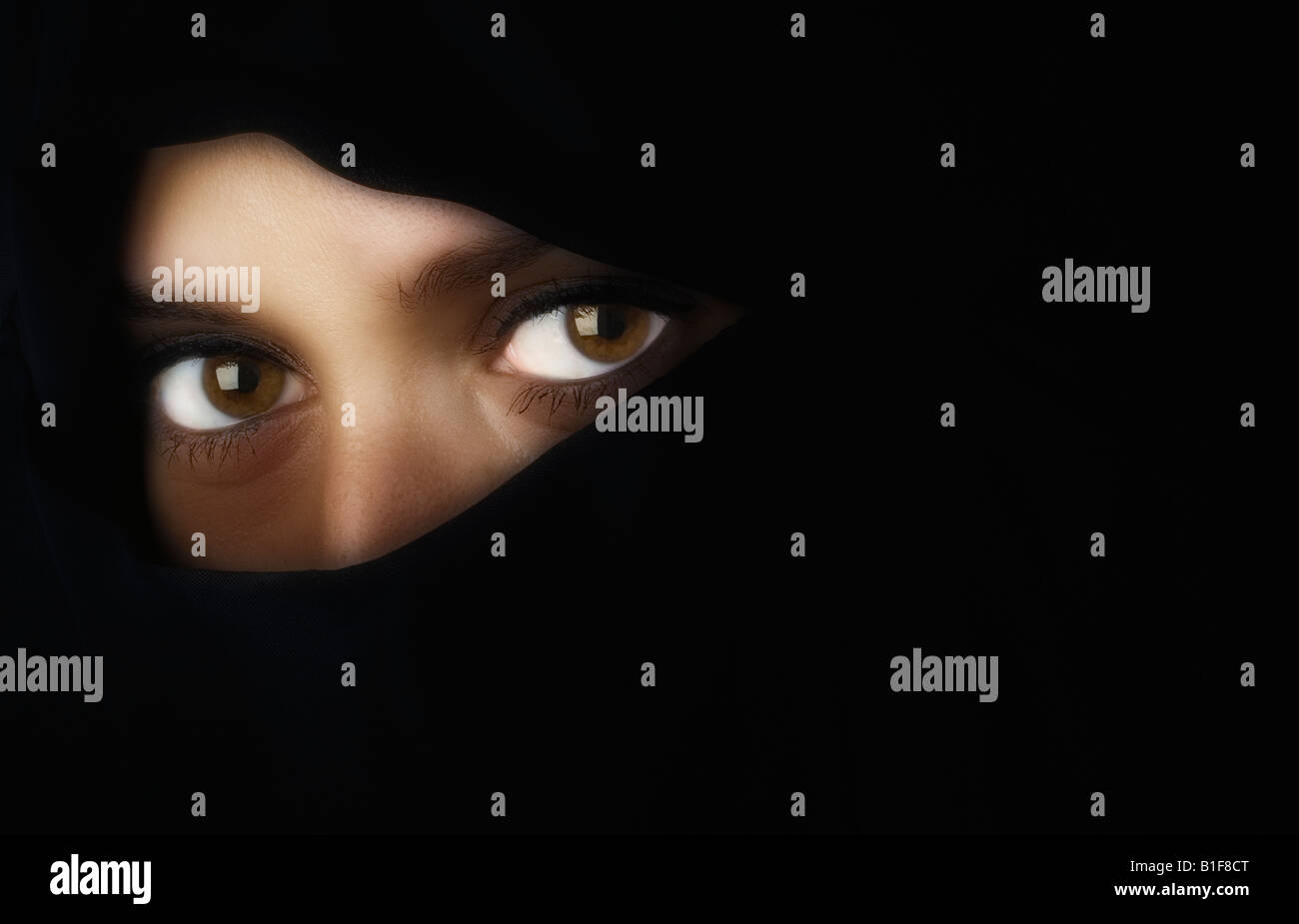 Beautiful Middle Eastern Woman in Niqab Veil in close up Stock Photo ...