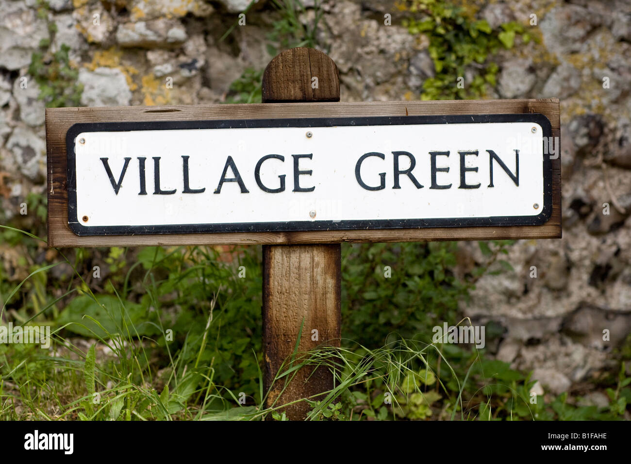 Village green sign Stock Photo - Alamy