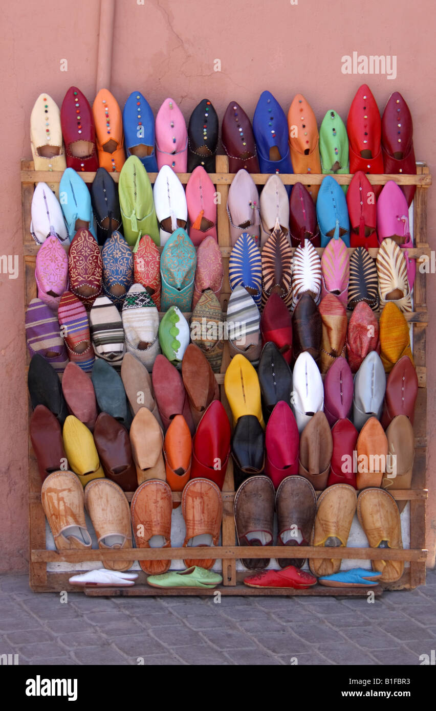 Shoe stall in Marrakech souk Morocco Stock Photo - Alamy