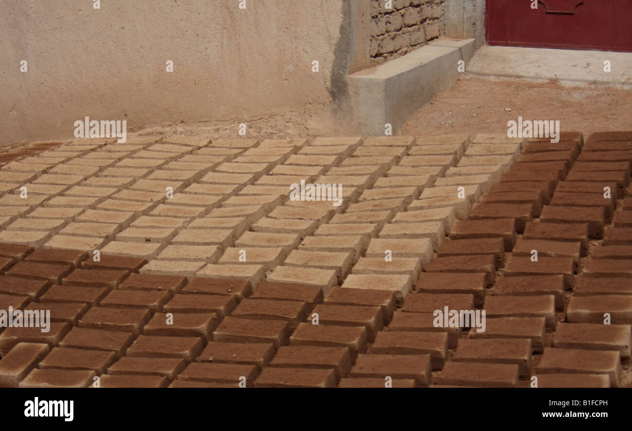 adobe bricks drying in the sun in Morocco Stock Photo - Alamy