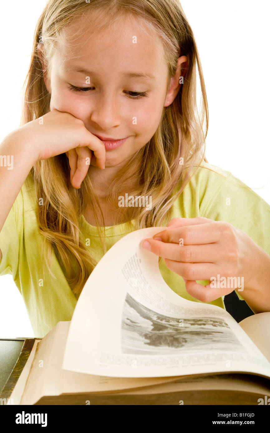 young girl reading a book Stock Photo - Alamy
