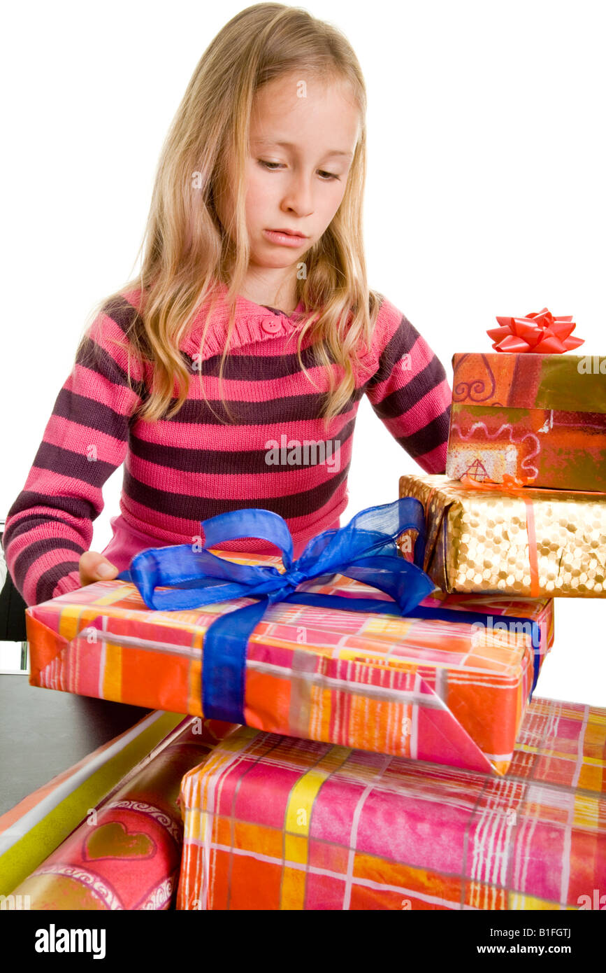 young girl gets gifts Stock Photo - Alamy