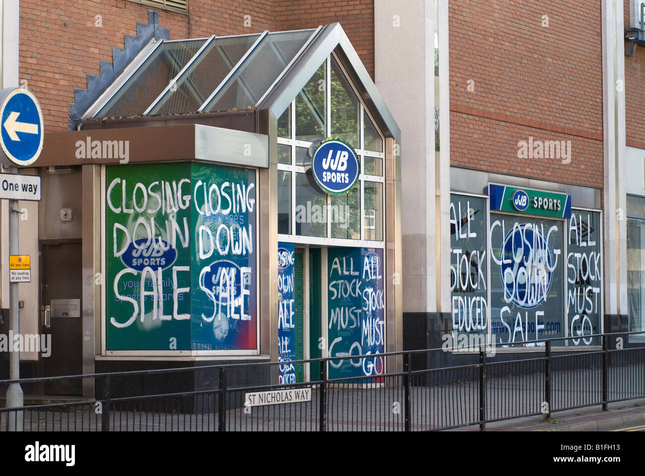 A branch of JJb with closing down sale signs Stock Photo - Alamy