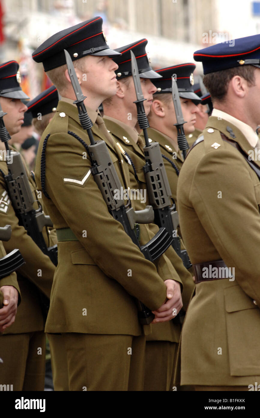 Soldiers in the British Army on parade with their SA80 Rifles Stock ...