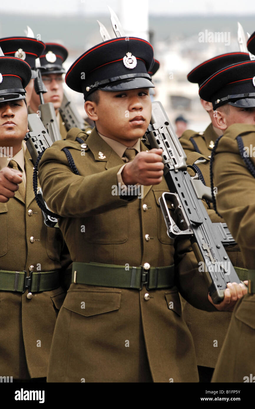 Nepalese Soldier in the British Army marching with his Rifle in a ...