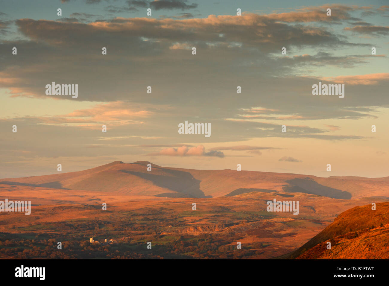 Brecon Beacons from Rhigos Mountain at Sunset Stock Photo - Alamy