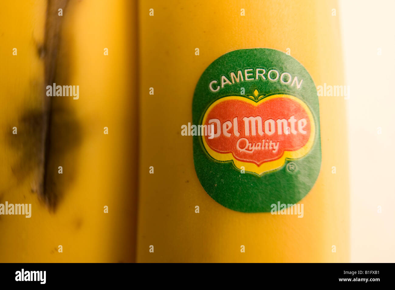 Del Monte sticker on a banana from Cameroon Stock Photo - Alamy