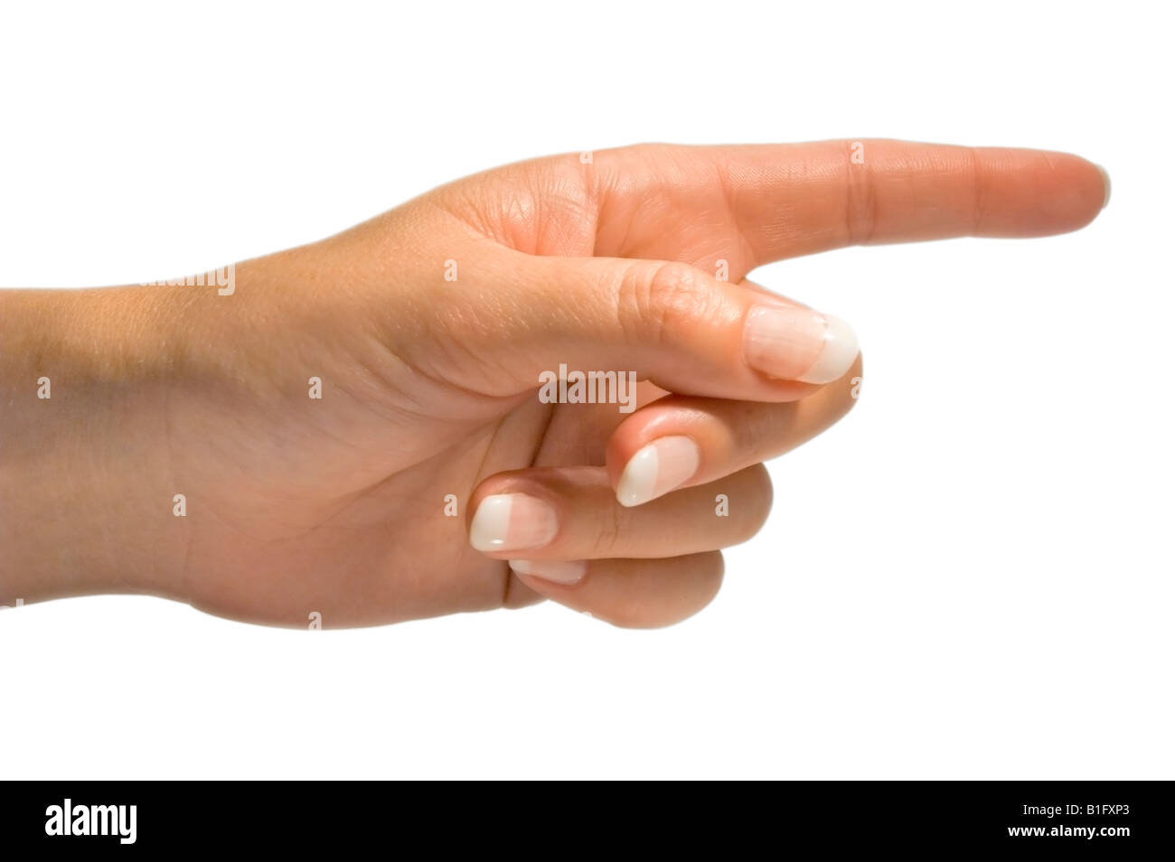 Photo of an isolated female hand, pointing to the right Stock Photo - Alamy
