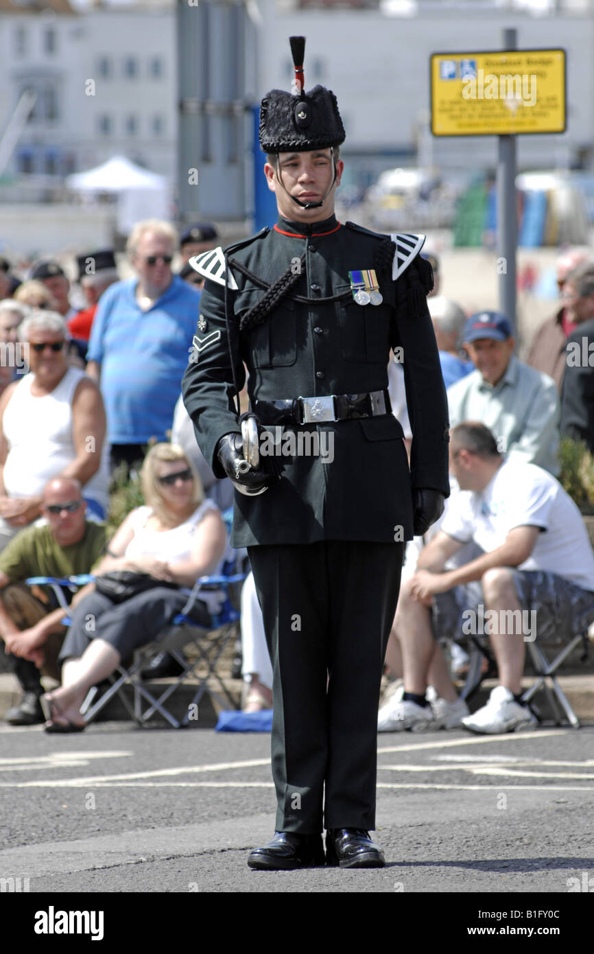 Bugler in the British Army Light Infantry at a Welcome Home Parade ...