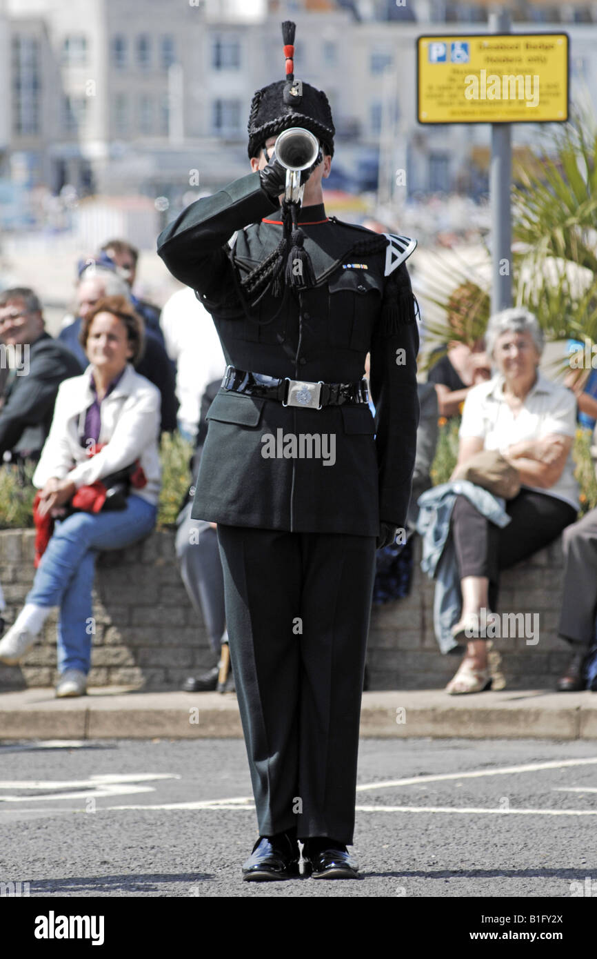 Bugler in the British Army Light Infantry at a Welcome Home Parade ...