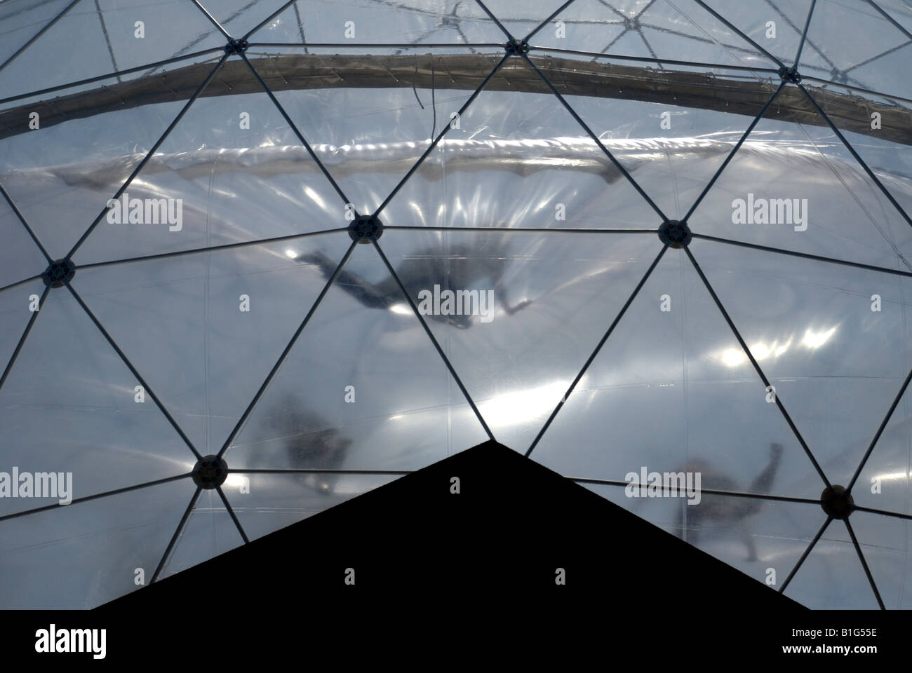 People in inflatable sphere at ''Psycho Building", London Stock Photo ...