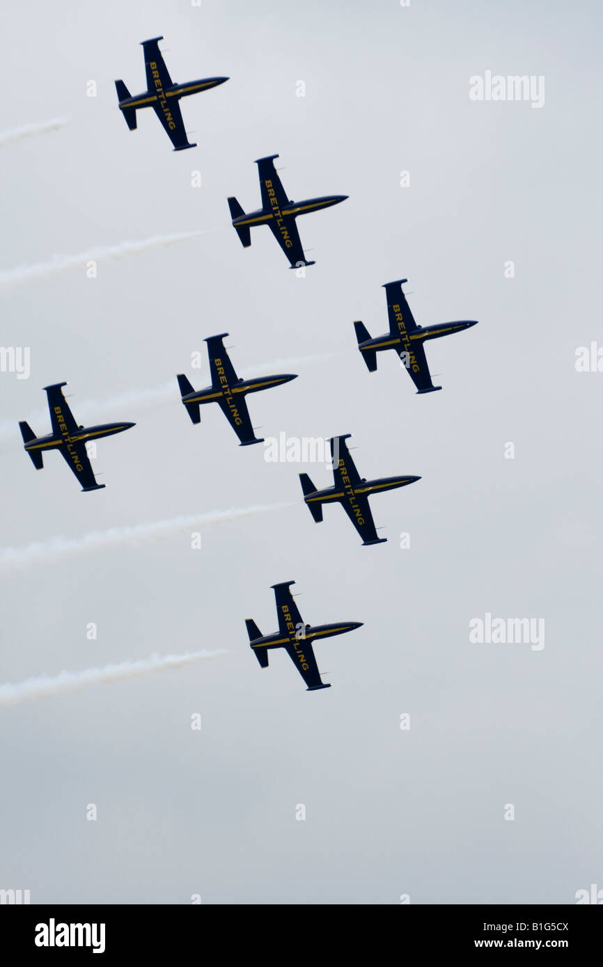 The Breitling Jet Team flying L39 Albatross aircraft, Biggin Hill Air ...