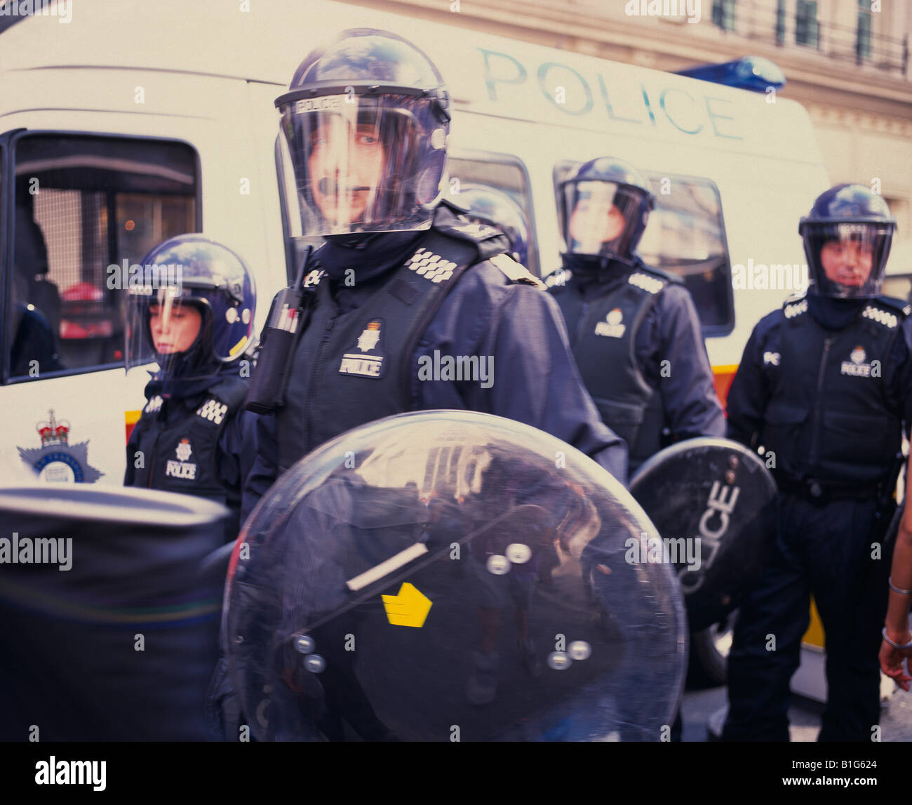 riot policeman in helmets, London Stock Photo - Alamy