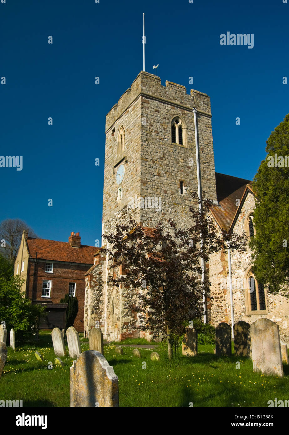 Tower and Vicarage, St. Peter's Church, Old Woking, Surrey, England ...