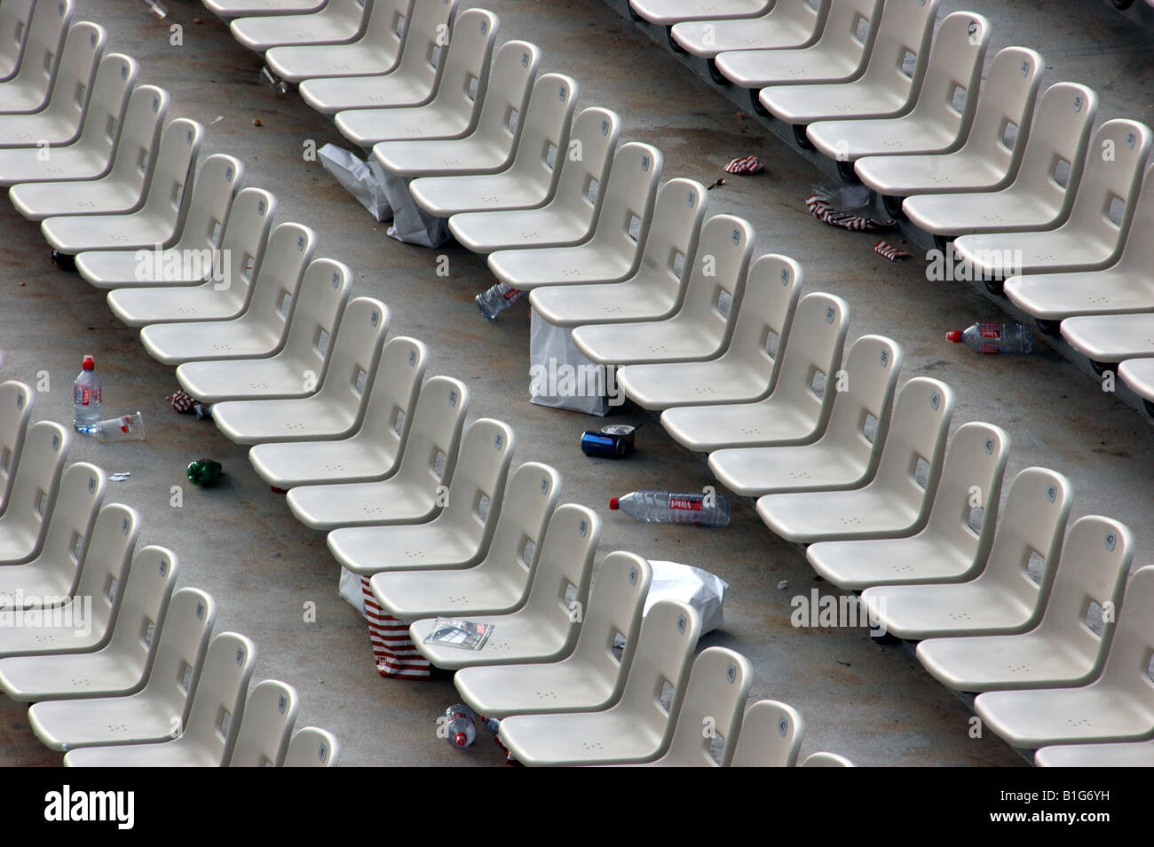 Litter left behind at a stadium Stock Photo - Alamy