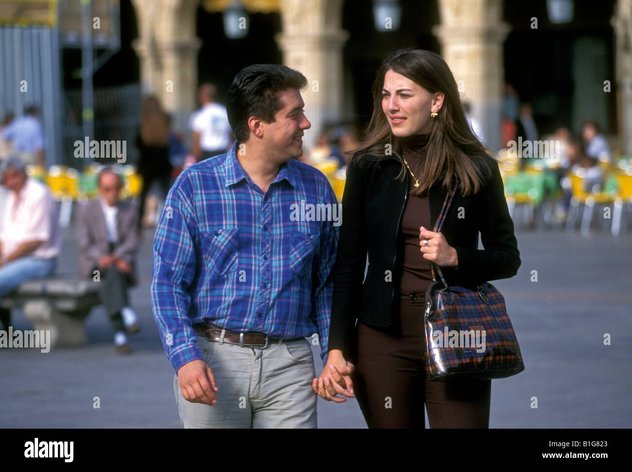 Spaniards, Spanish people, Plaza Mayor, Salamanca, Salamanca Province ...