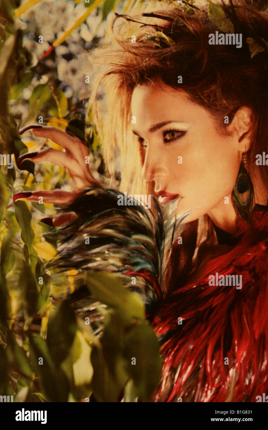 Profile of a woman with long scary fingers Stock Photo - Alamy