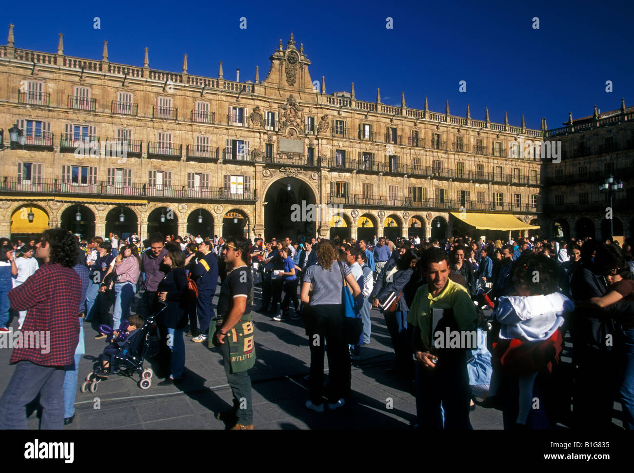 Spaniards, Spanish people, Plaza Mayor, Salamanca, Salamanca Province ...