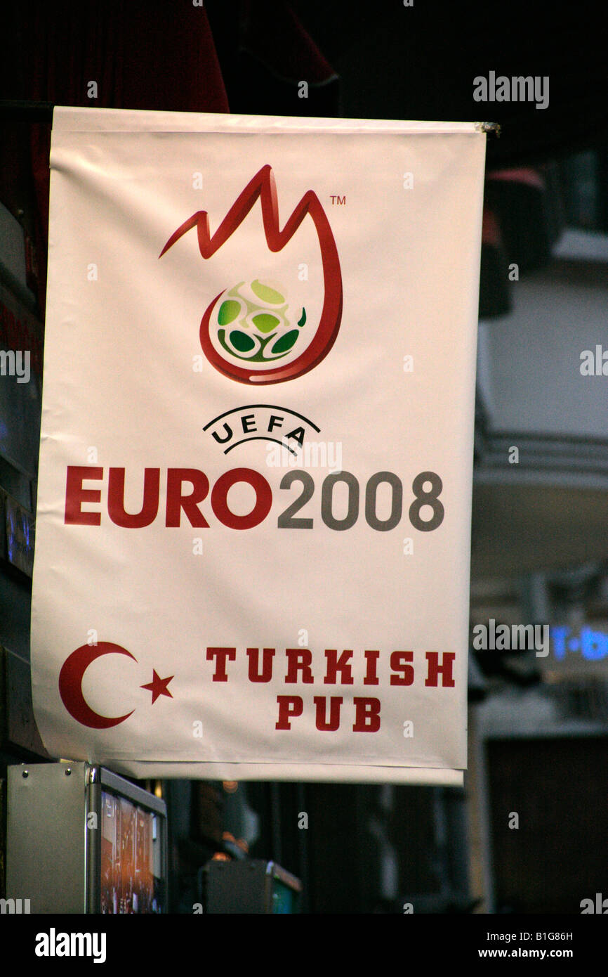 Advertising the screening of the Euro 2008 UEFA matches outside a ...