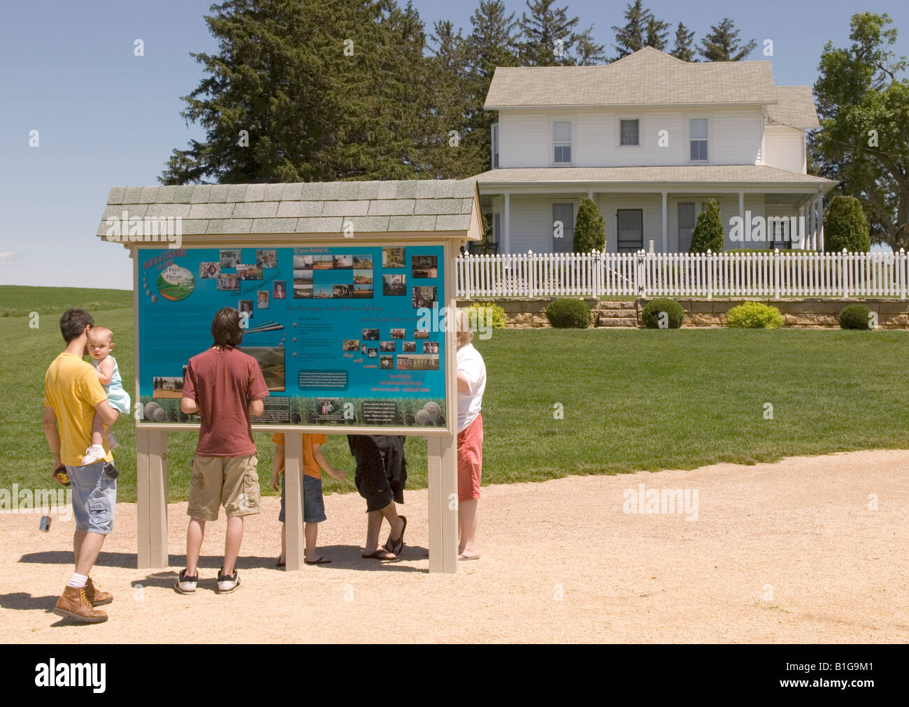 Tourists Read Information Sign at Field of Dreams Movie Site Dyersville ...