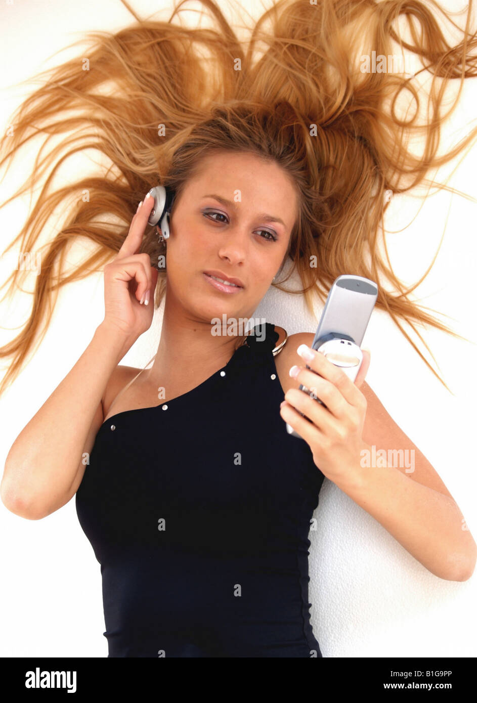 Overhead shot woman on cell hi-res stock photography and images - Alamy