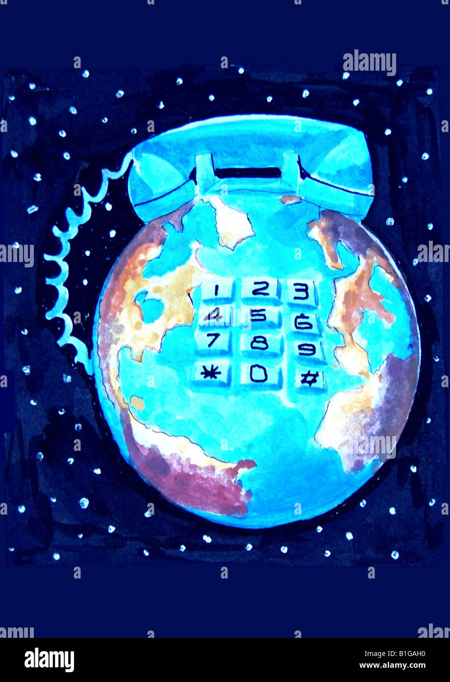 Detail of earth with telephone Stock Photo - Alamy
