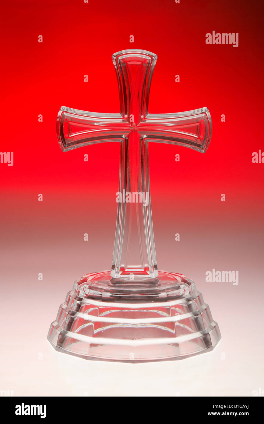 Glass Cross under Red Stock Photo - Alamy