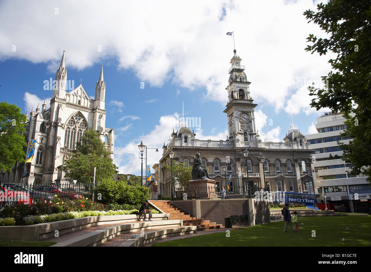 St Pauls Cathedral and Municipal Chambers Clock Tower Octagon Dunedin ...