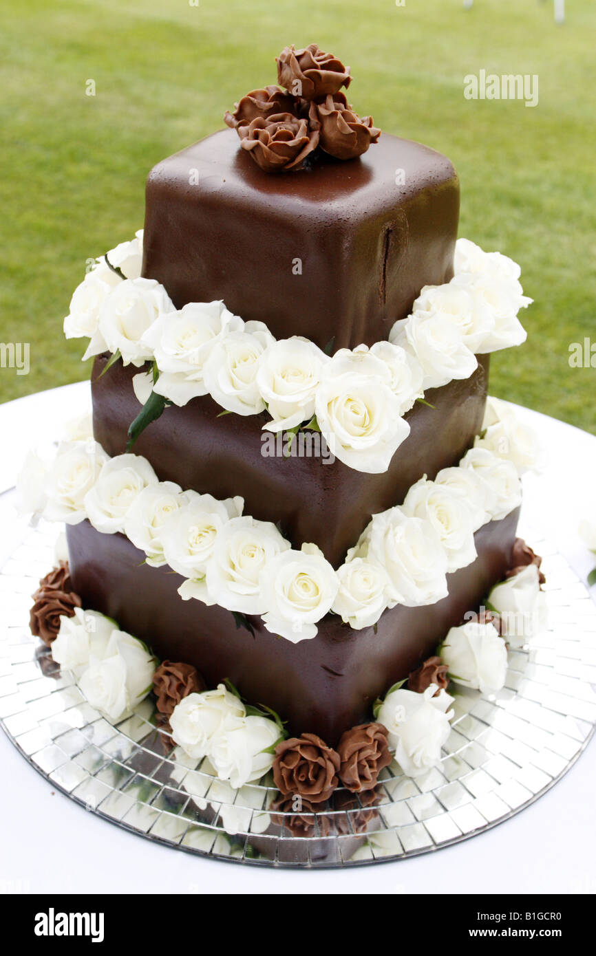 Chocolate wedding cake Stock Photo - Alamy