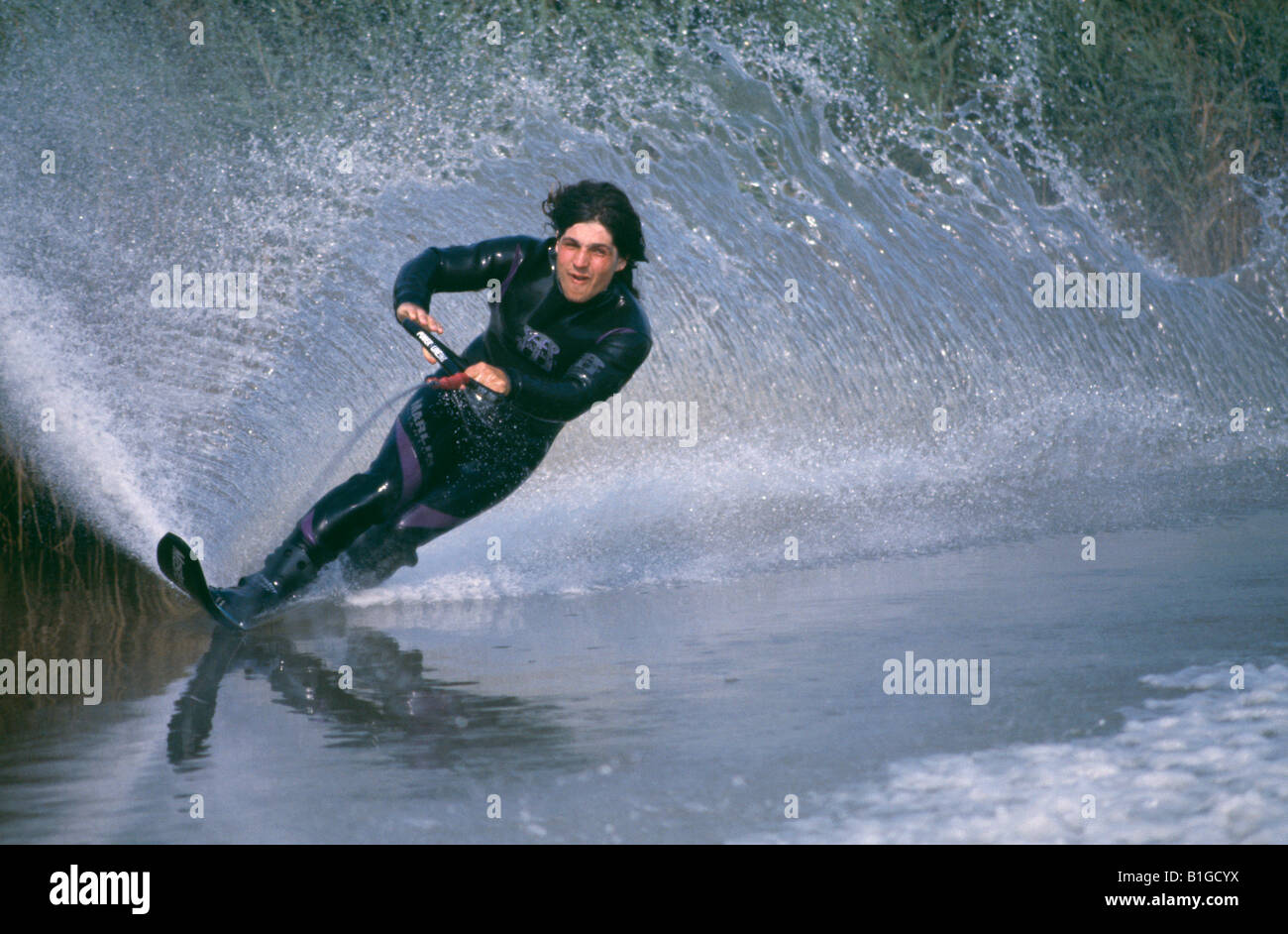extreme water skier on river Stock Photo - Alamy